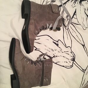 Call It Spring | Shoes | Gray Suede Combat Boots | Poshmark